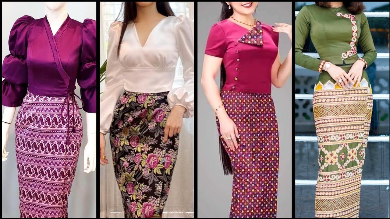 fabulous and adorable printed Burmese dresses modern Myanmar dresses ...