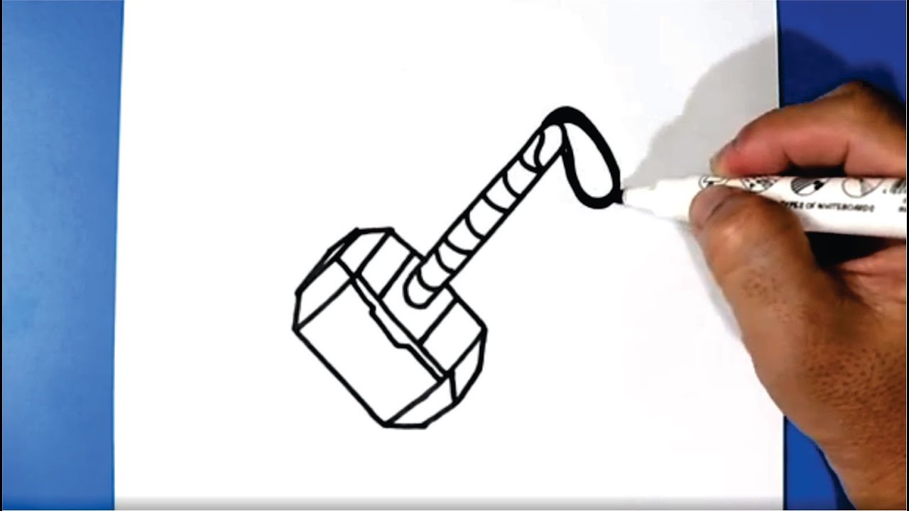 HOW TO DRAW THOR HAMMER Step by step - YouTube