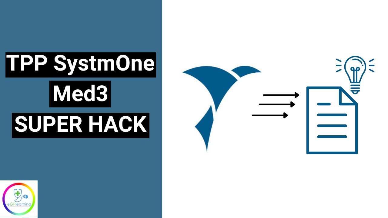 TPP SystmOne quick time saving feature for clinicians - YouTube