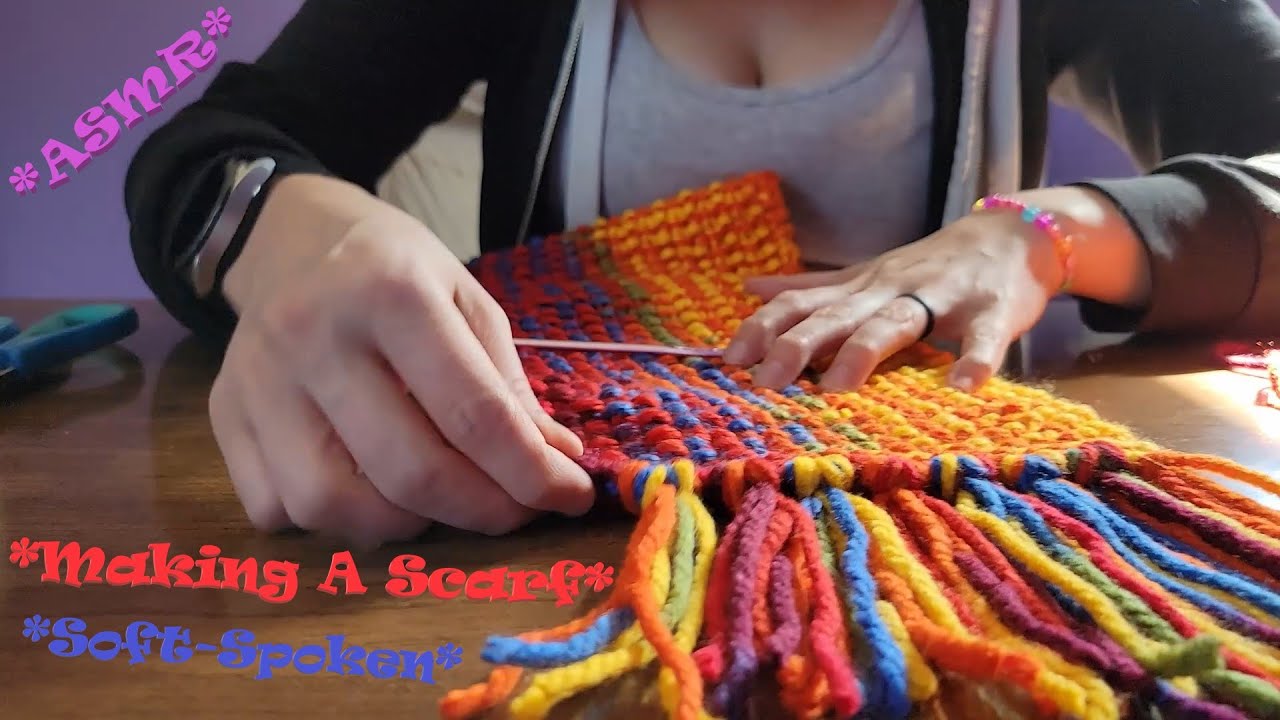 Adding Tassels To A Knitted Scarf ASMR (Soft-Spoken) *Fabric, Scissors ...