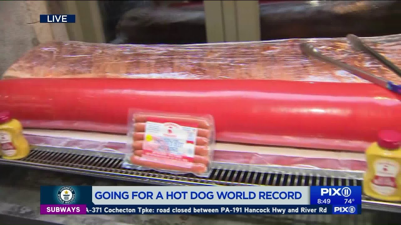 Feltman`s of Coney Island unveil world-record-breaking hot dog - YouTube