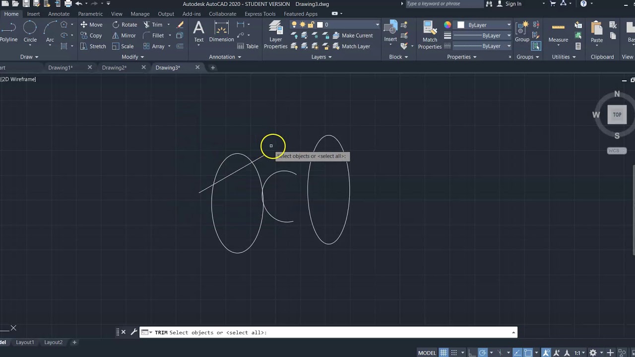 Trim Objects In AutoCAD YouTube Trim Objects In AutoCAD YouTube
