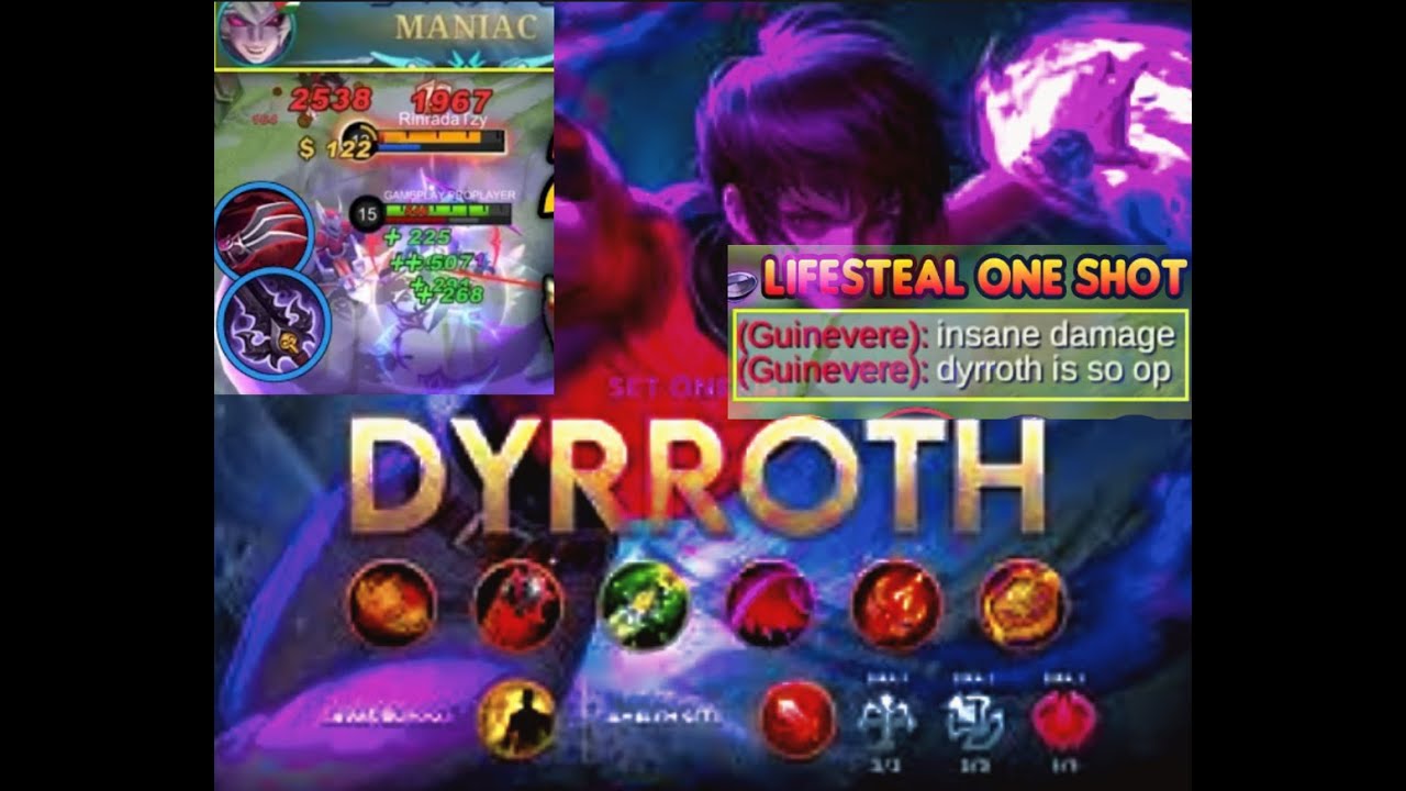 dyrroth one hit build , shot build with carzy 😱 - YouTube