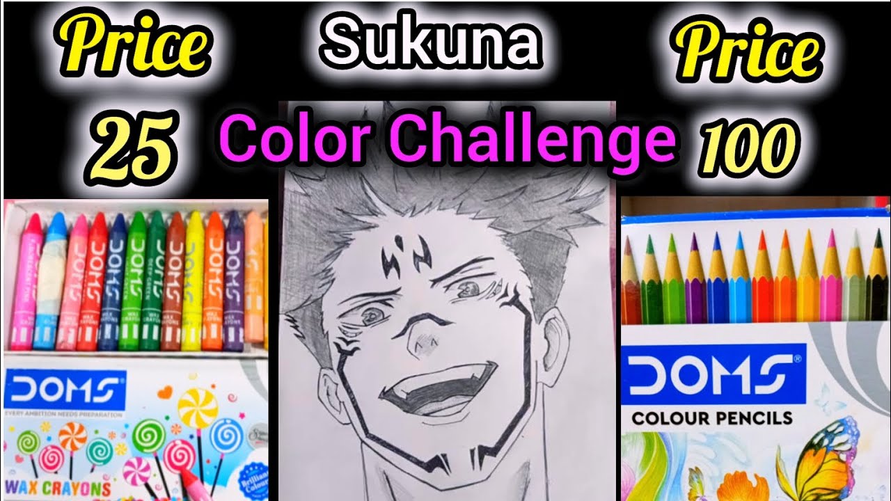 Sukuna Drawing Color Challenge 25 vs 100 #sukuna #drawing - YouTube