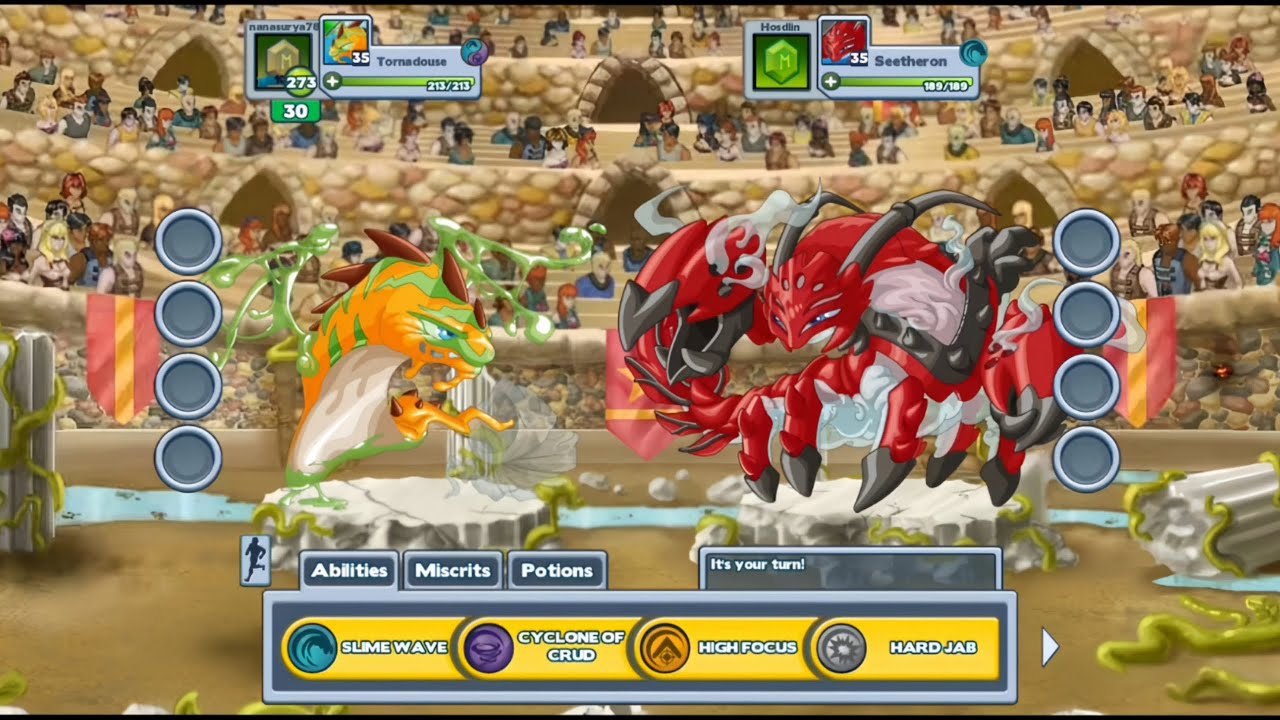 Miscrits Back !! Battle Arena lv 35 element water , nature, fire & dual ...