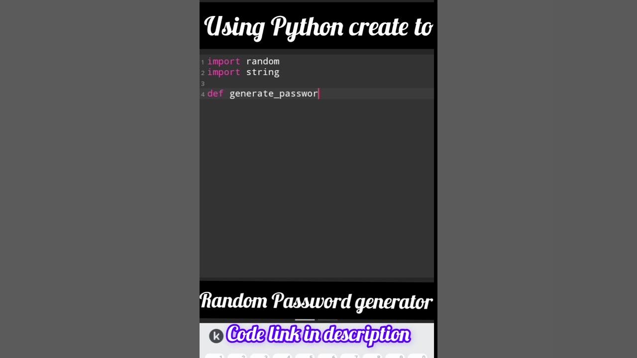 using python create password generator #projectpy #coding #pythonprogramming #pythonprojects # ...