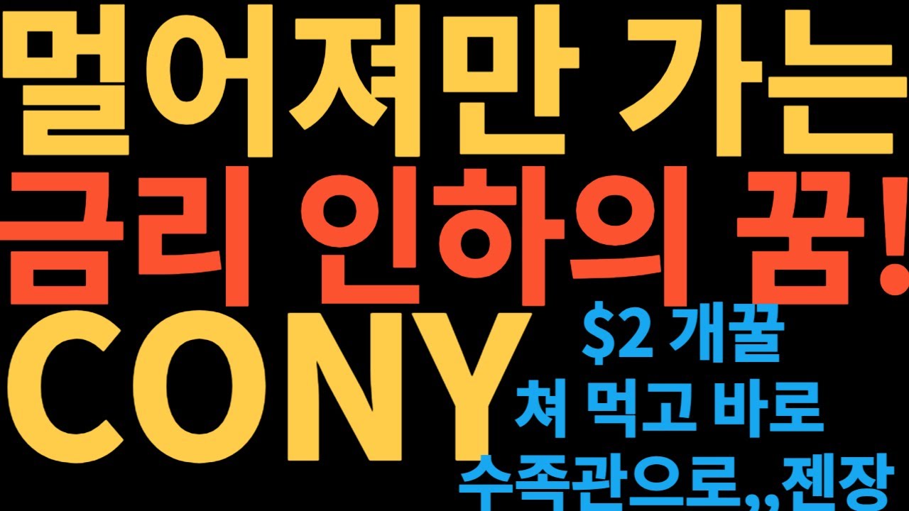 멀어저만 가는 금리 인하의 꿈!/CONY $2 개꿀 쳐 먹고 바로 수족관으로,,,젠장! - YouTube