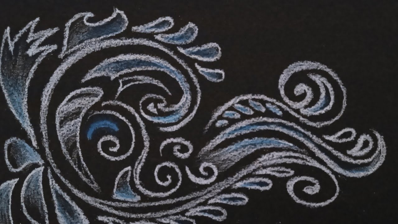 How to draw an Alpona (design) with color pencils on black paper/# ...