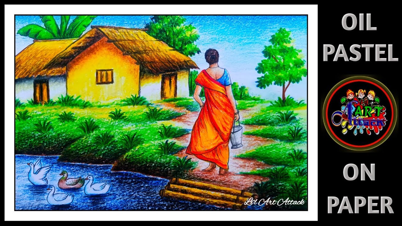 Realistic Scenery Drawing Easy // Beautiful Scenery Drawing Video - YouTube