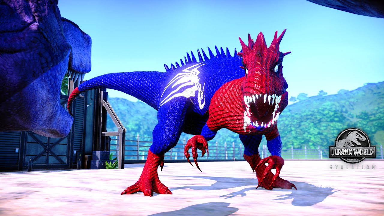 Spiderman Indominus Rex Vs Chomper Vs Hulk Godzilla Acrocanthosaurus Vs ...