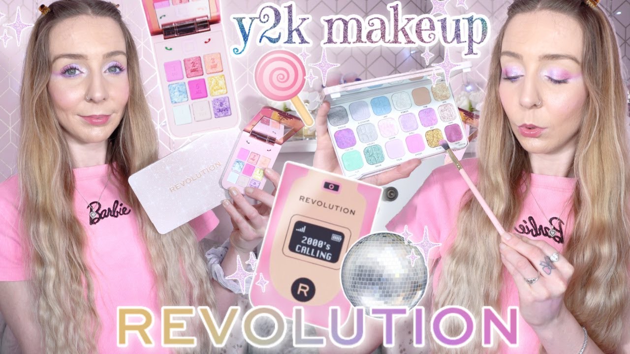 Y2K Makeup grwm 💖 Revolution Flip Phone Palette 📱 - YouTube