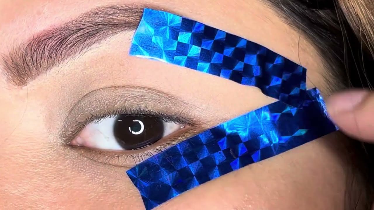Easy eye makeup tutorial step by step with tape. ️🩵 #tapehacks # ...
