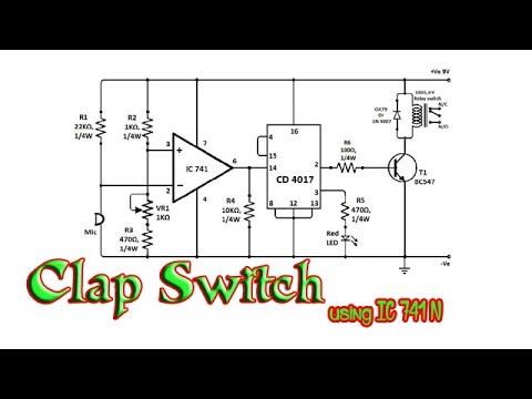 Clap Switch Using IC 741 / Clap On Clap Off Switch / udaya Tech - YouTube