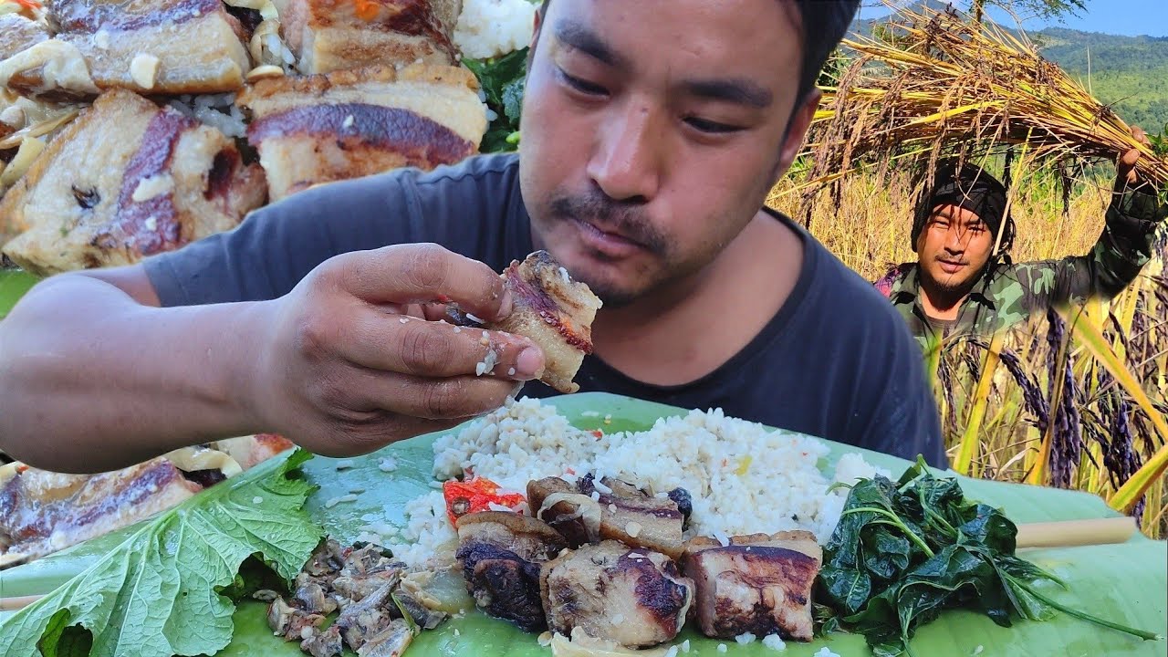 purple sticky rice harvesting || cook and eat Rengma Naga favorite ...