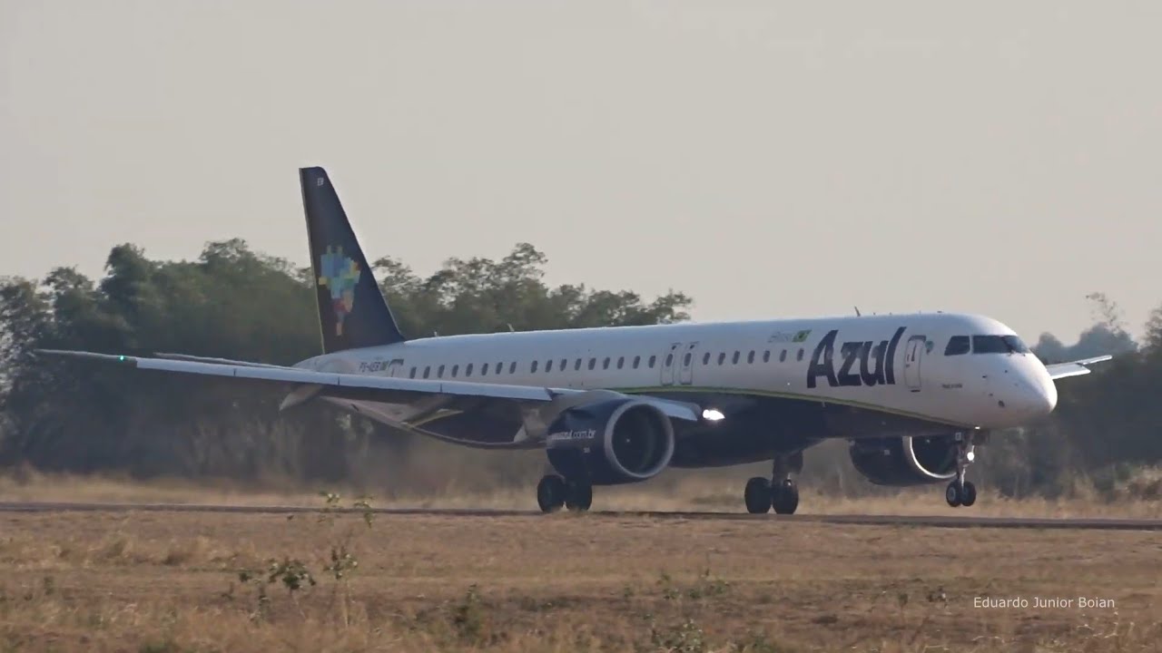 Azul - Embraer E195-E2 (PS-AEB) - Pouso e decolagem - Sinop MT [SBSI ...