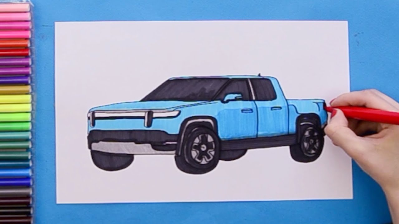 How to draw a Rivian electric truck - YouTube