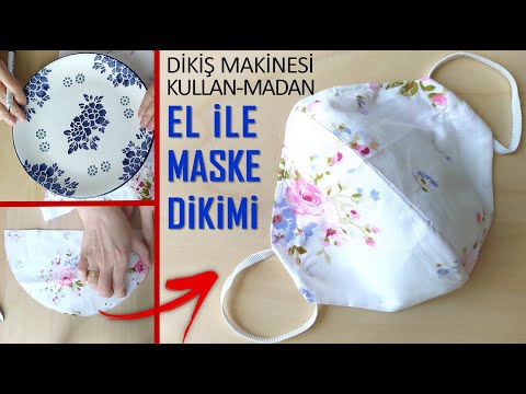 EL İLE ÇOK PRATİK KOLAY MASKE DİKİMİ 😷 DIY, MAKE FABRIK FACE MASK BY HAND 😷 NO SEWING MACHINE