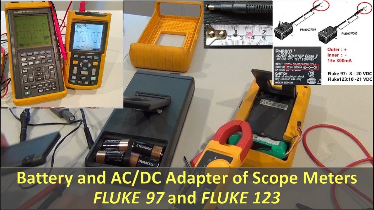 U05. Battery and AC/DC Power Adapter of Scope Meters FLUKE 97 and FLUKE ...