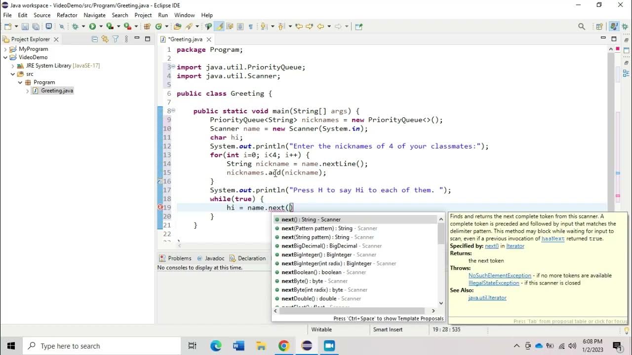 Hands On Activity Say Hi Data Structures And Algorithms Answer Youtube