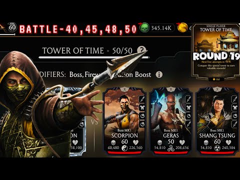 MK2 Movie Scorpion Vs Tower of Time Boss Battle 50 & 40, 45 Fight + Rewards MK Mobile