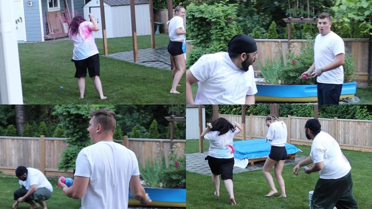 Tie Dye Water Balloon Fight - YouTube