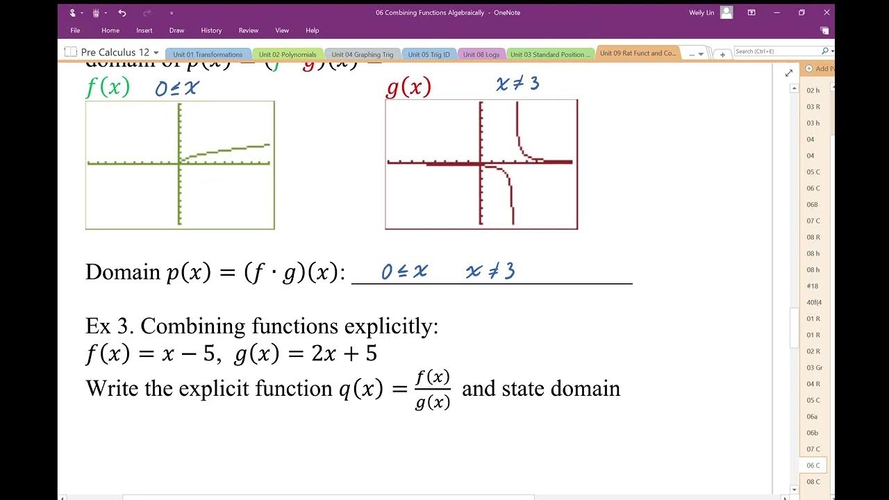 06 Combining Functions Algebraically Part3 - YouTube