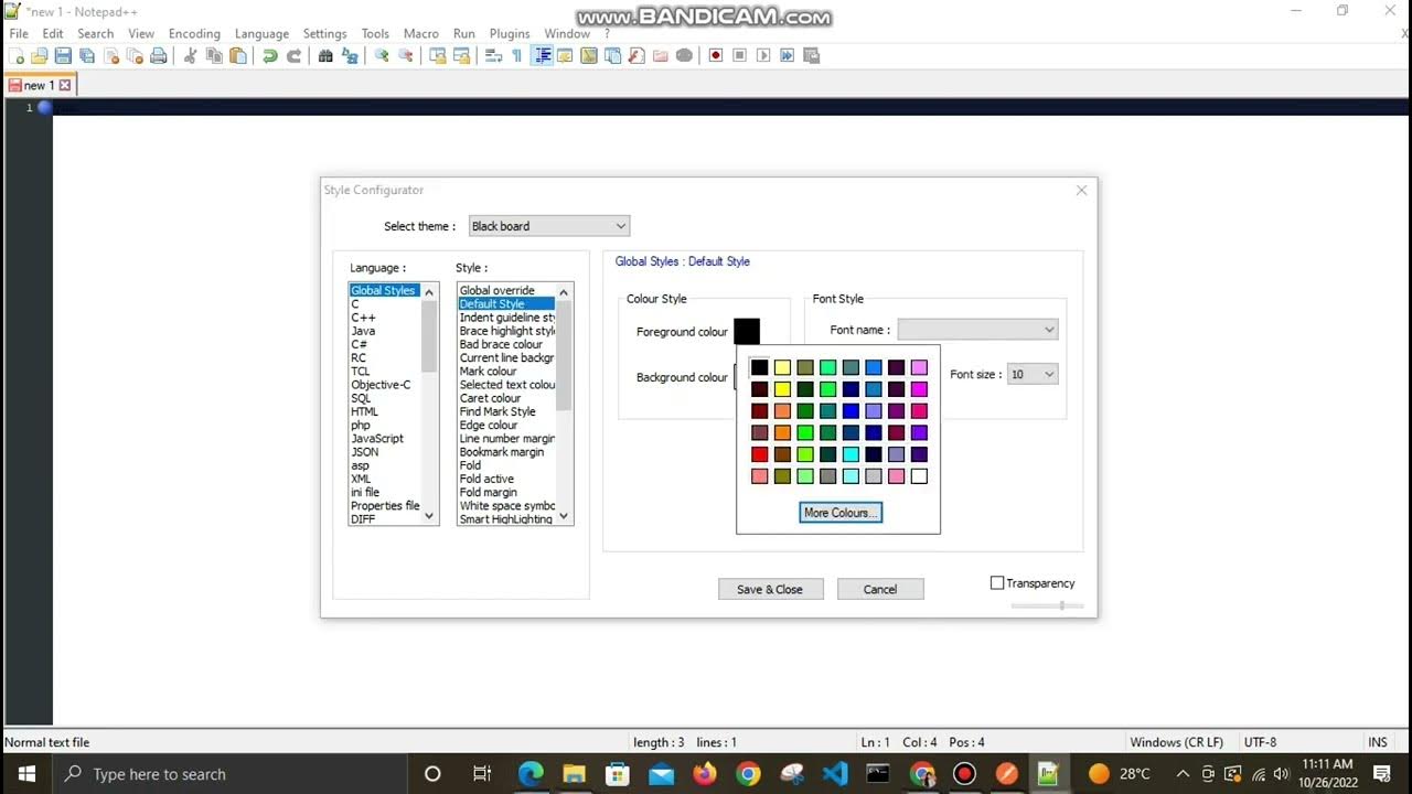 Change background colour for note pad++ in tamil | Change background ...
