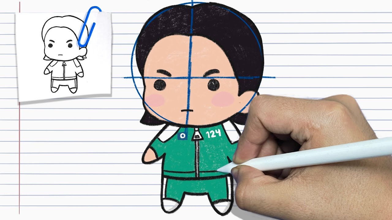 BOOK! #4 CÓMO DIBUJAR A JUGADOR 124 "PASO A PASO" JUEGO DEL CALAMAR ...