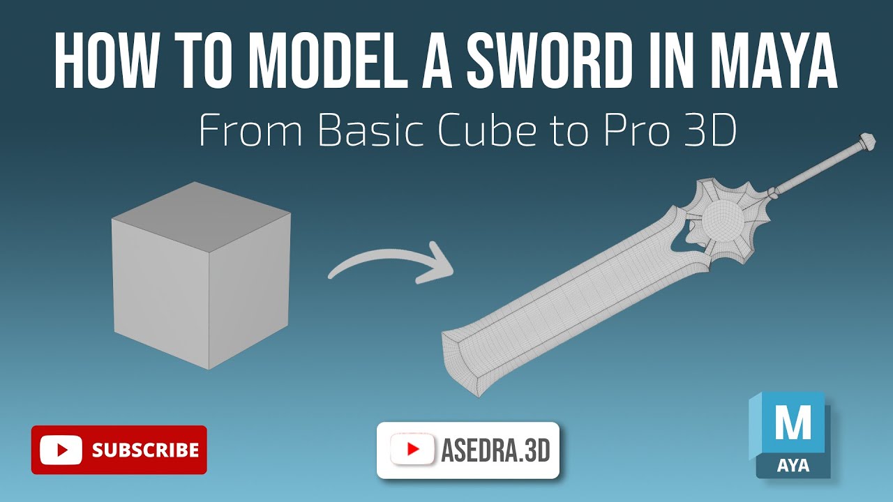 How to Model a Sword in Maya | From Basic Cube to Pro 3D - YouTube