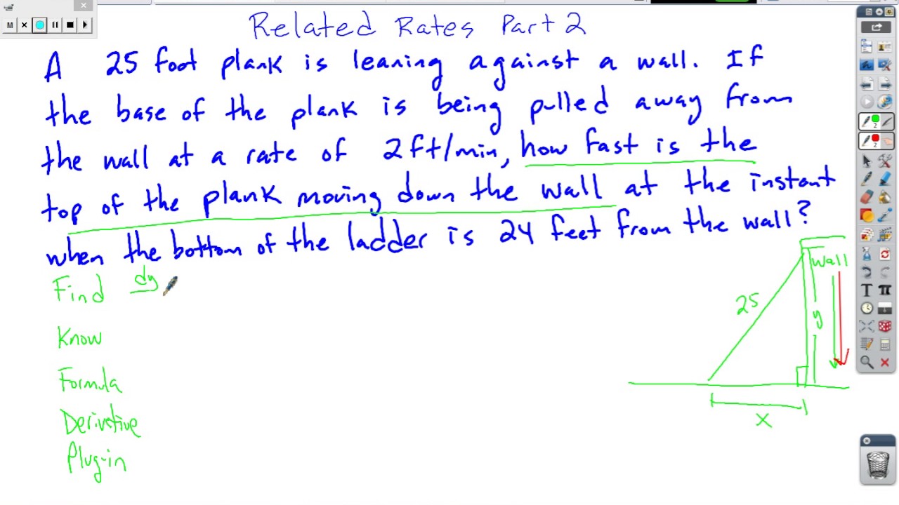 Related Rates Part 2 ladder - YouTube