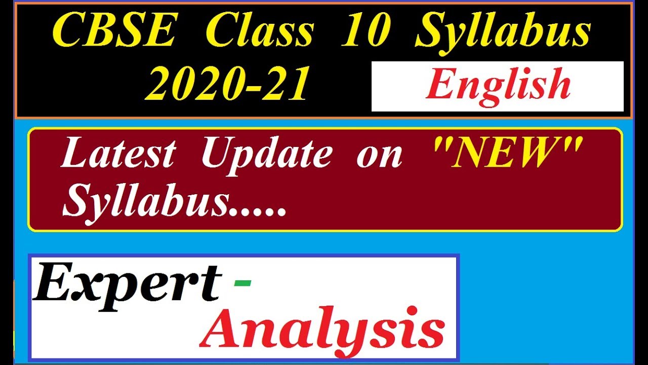 cbse new updates for class 10 2020 I ENGLISH I CBSE Latest (2020-21 ...