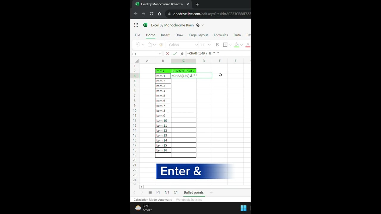 How To Insert Bullet Points On Excel shorts viral googlesheets How To Insert Bullet Points On Excel shorts viral googlesheets