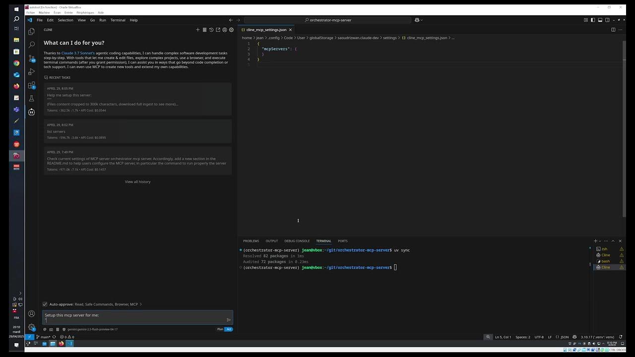 Setting Up orchestrator-mcp-server in the Cline VS Code Extension - YouTube
