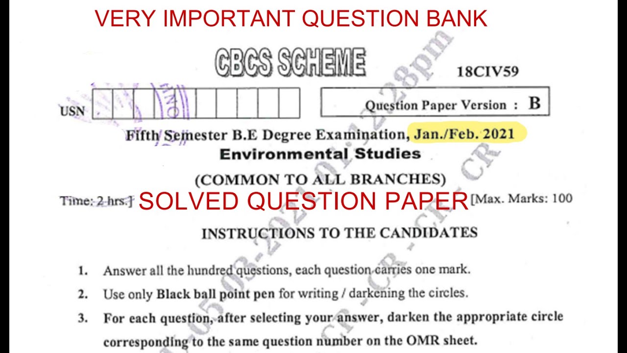 21CIV57 environmental studies question bank-II | es imporant questions ...
