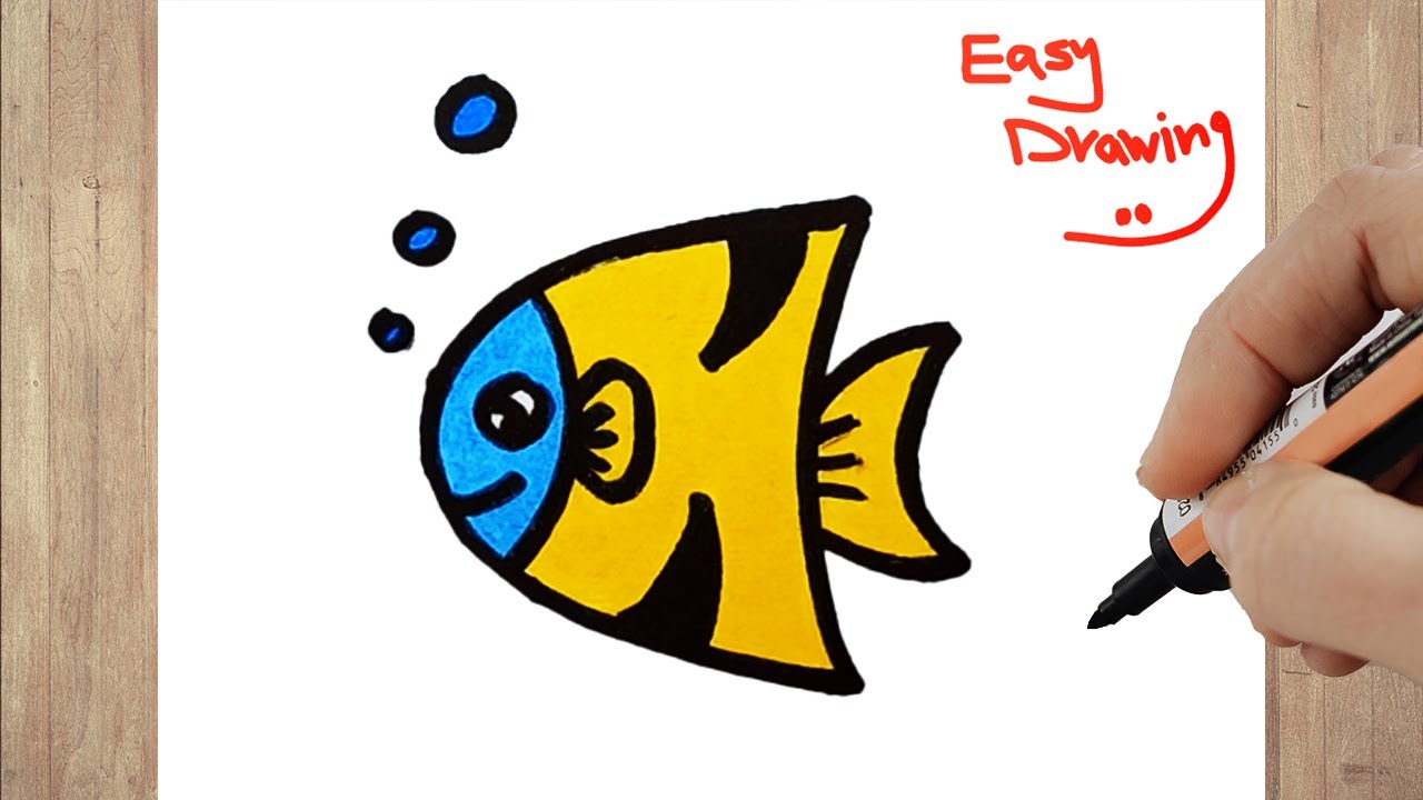 How to draw a cute fish step by step | DRAWING A CUTE FISH EASY - YouTube