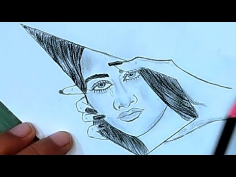 Sad girls face in broken mirror(pencil sketch)💔💔 Broken mirror reflect ...