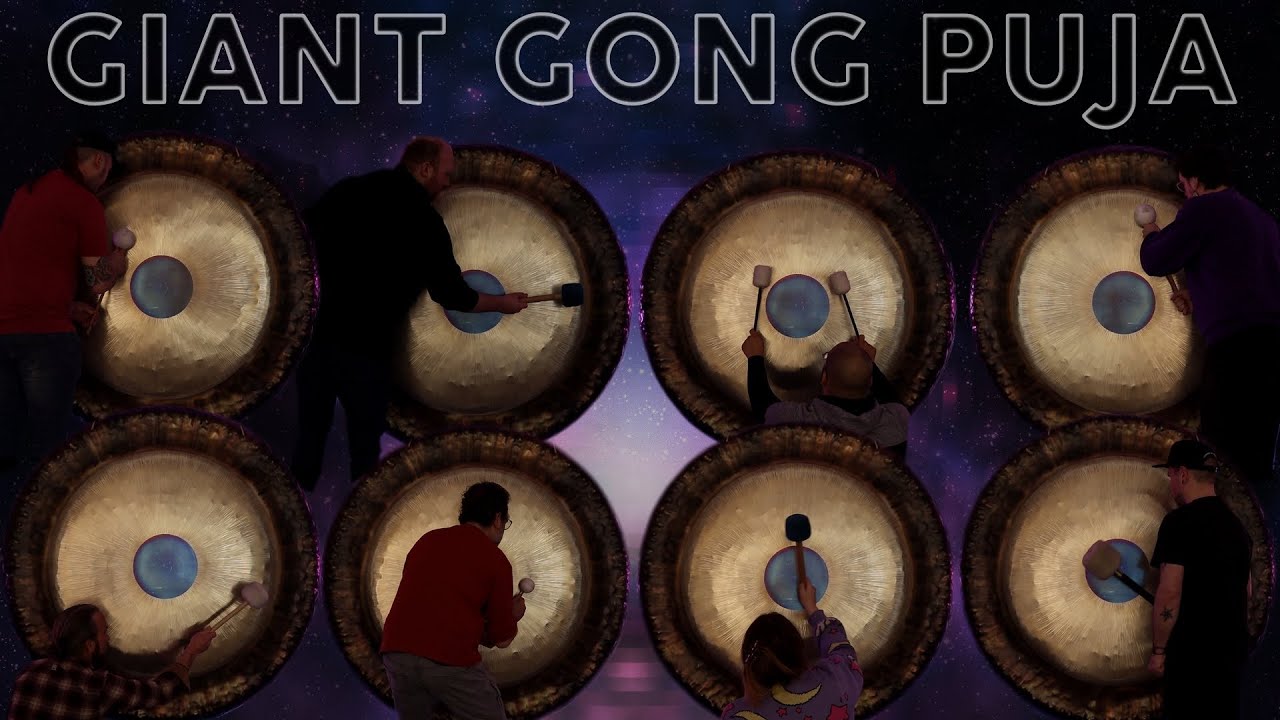 60" Gongland Universe Sound Bath | Giant Gong Puja with 8 Players ...