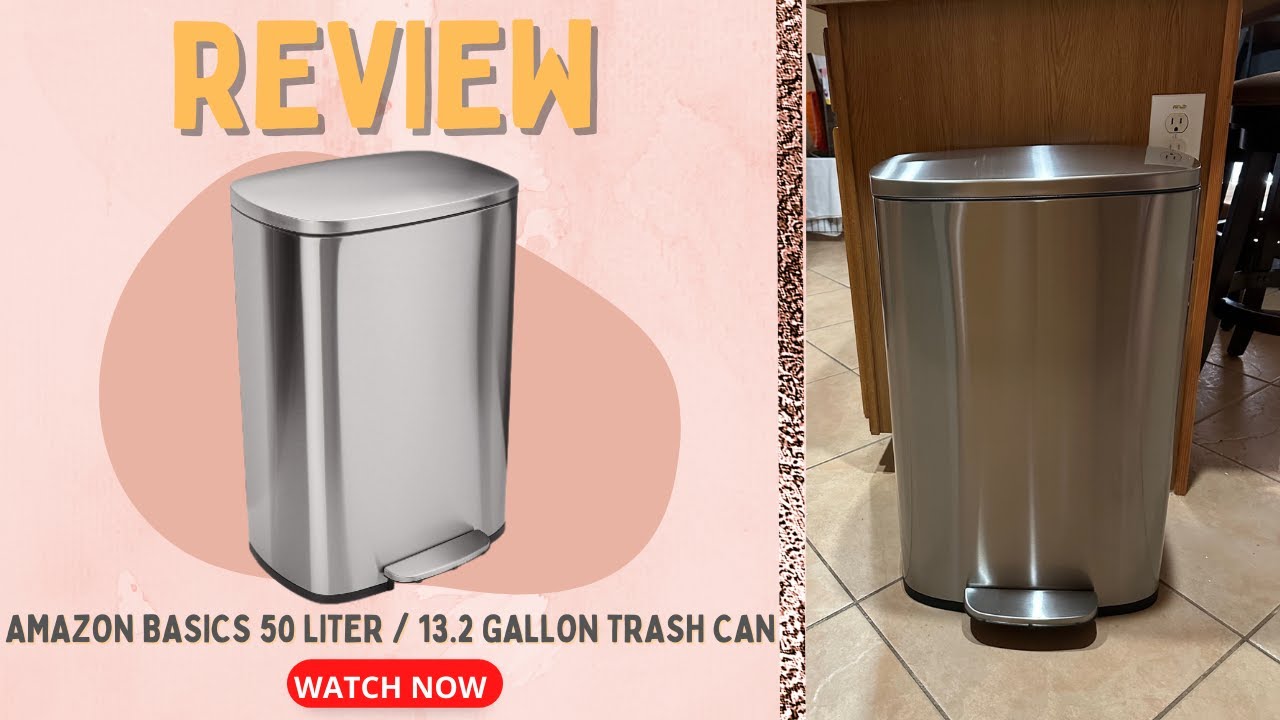 Amazon Basics Smudge Resistant Rectangular Trash Can With Soft-Close ...