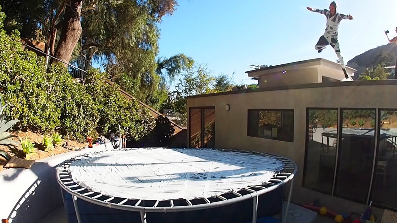 Reverse Duct Tape Trampoline! (STICKY SIDE UP!) - YouTube