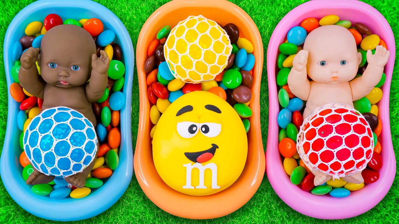Satisfying Video ASMR l Mixing Candy in 3 Magic Bathtub With Color Baby ...