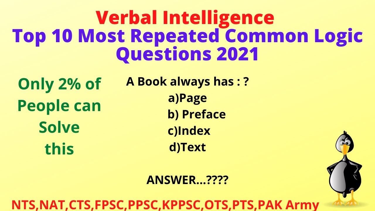 10 Verbal intelligence (Common Logic) Interview Questions (With Answers ...