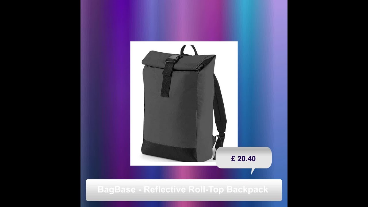 BagBase - Reflective Roll-Top Backpack - YouTube