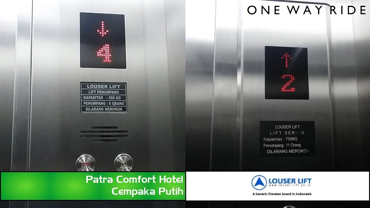 2 LOUSER LIFT Elevator at Patra Comfort Hotel Cempaka Putih - YouTube