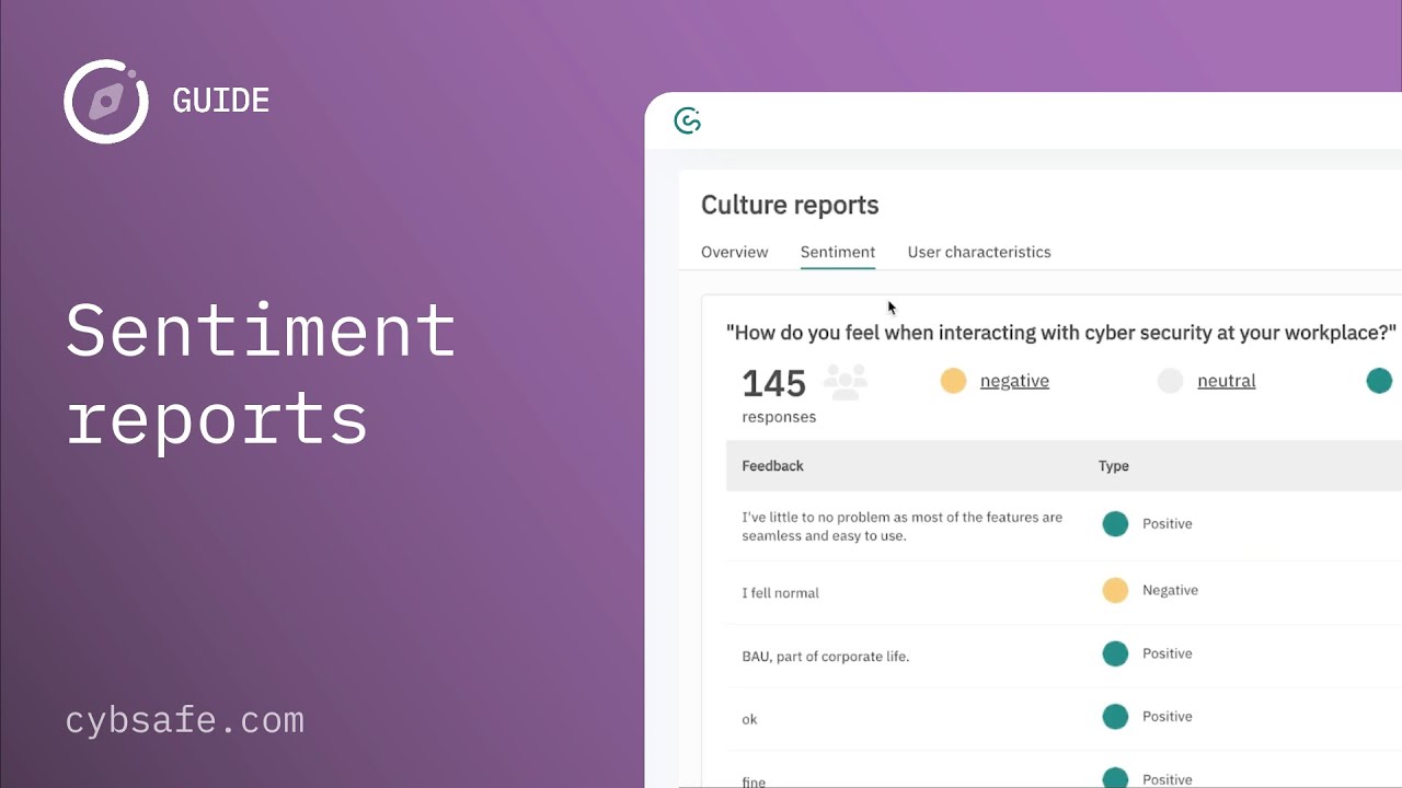 Sentiment reports | GUIDE & Reports | CybSafe product shorts - YouTube