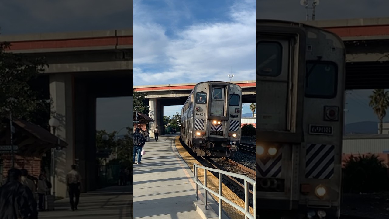 Amtrak 784 arrival at Oxnard cabcar 6908 having trouble doing a heavy ...