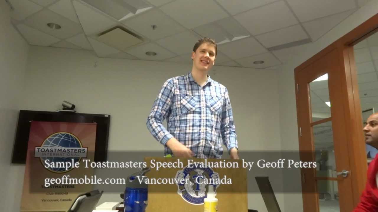 Toastmasters Speech Evaluation sample by Geoff Peters - Feb 2013 - YouTube