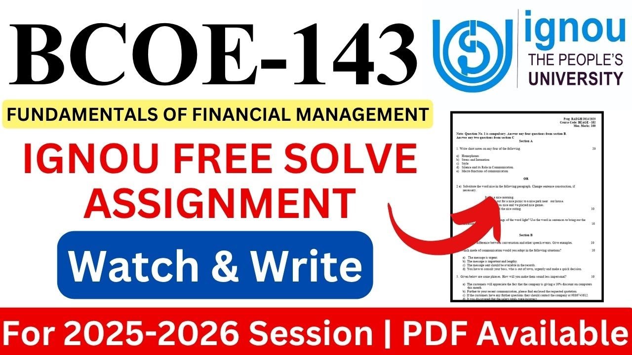 IGNOU BCOE-143 2025-2026 Solve Assignment | IGNOU Free Solve Assignment ...