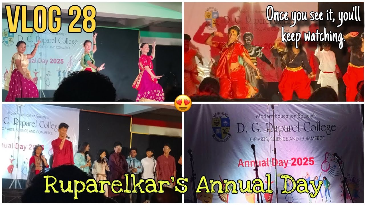 Vlog 28 | Ruparelkar's Annual Day 💃🎤🎸🎹🪈 | Use headphones to experience ...