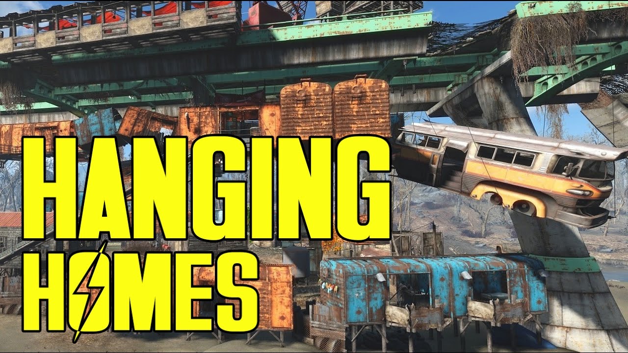 HANGING Settlement! Cable-Suspended Homes! - Fallout 4 Ultrawide - YouTube