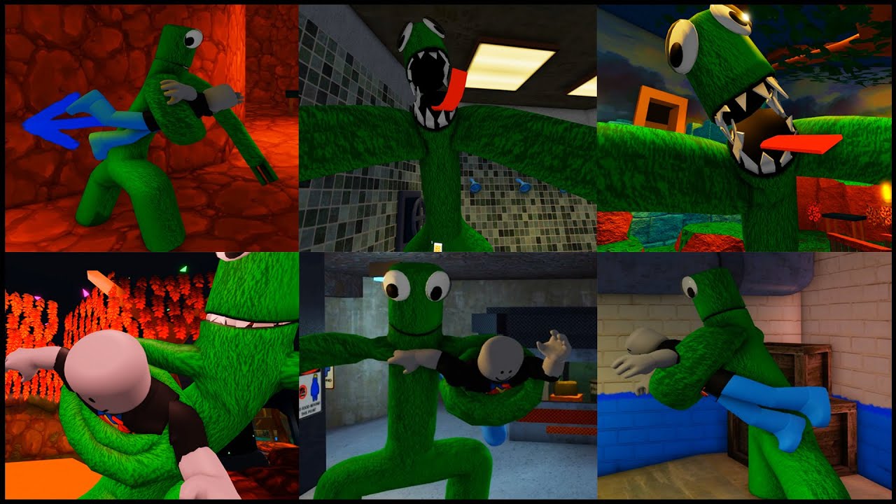 Rainbow Friends GREEN JUMPSCARES All The location - YouTube